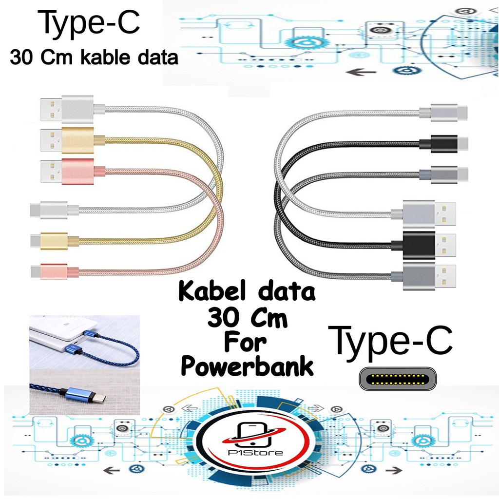 Jual Kabel Data Type C /Micro usb/Lightning 30Cm For Powerbank Fast ...