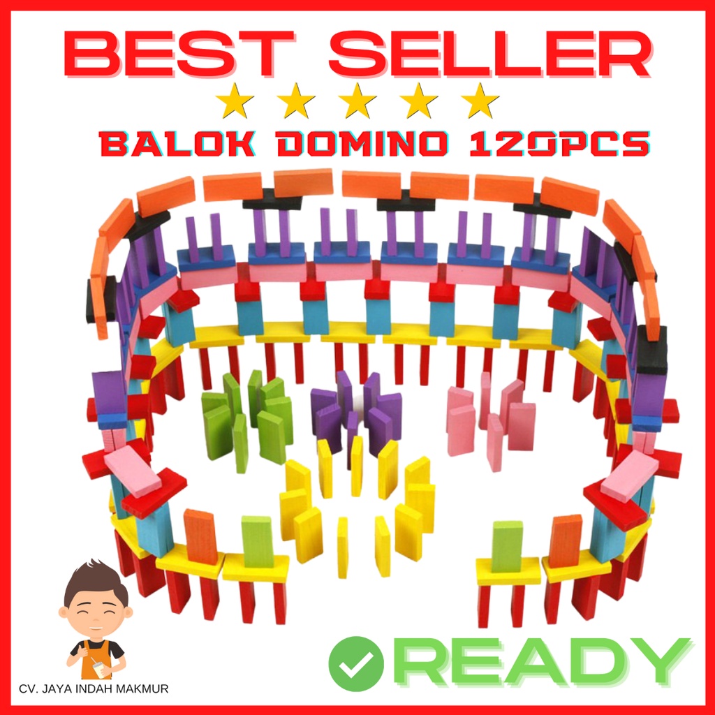 Jual Balok Domino 120pcs Mainan Anak Bright Color Tumbling Domino Games ...