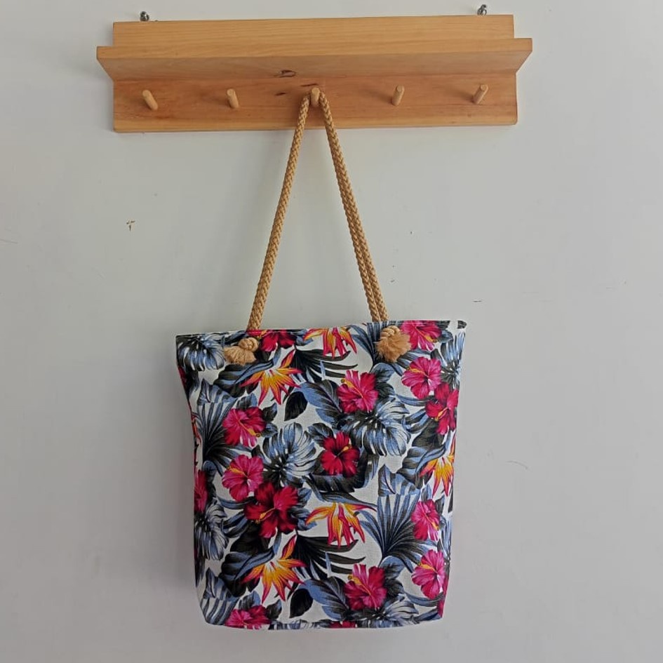 Jual TOTEBAG KANVAS TALI SUMBU MOTIF BUNGA SEPATU PINK. Riens Collections | Shopee Indonesia