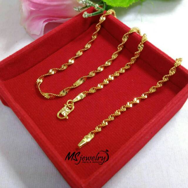 Jual Rantai Kalung nama gold lapis emas tali tambang | Shopee Indonesia