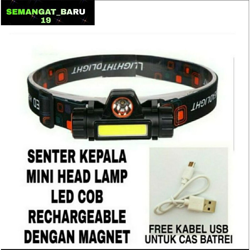 Jual Senter Kepala LED COB Rechargeable + Magnet / Head Lamp LED COB ...