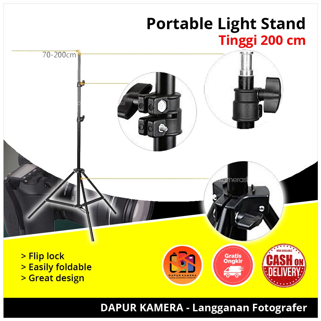 Jual LIGHT STAND TRIPOD LAMPU STUDIO - Stand Lampu Studio Portable 200 ...