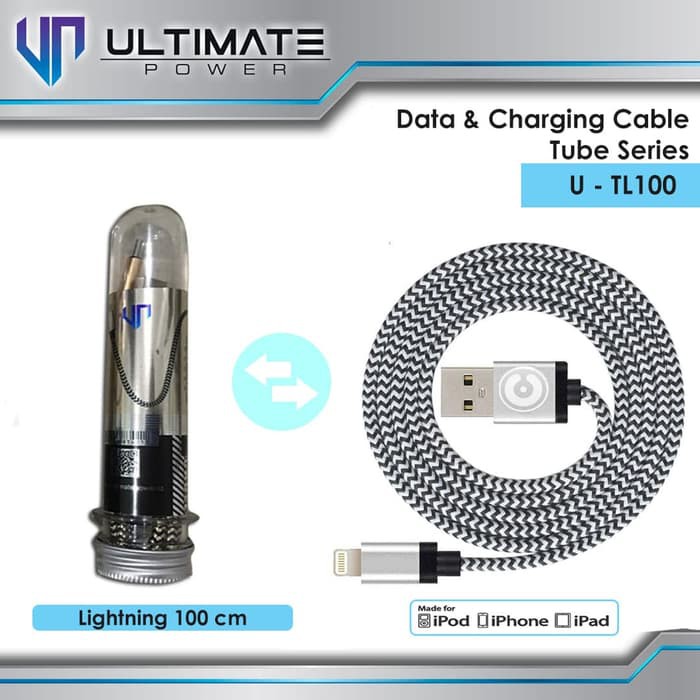 Jual Ultimate Power Data Cable Tube Series U-TL100 Lightning 1M ...