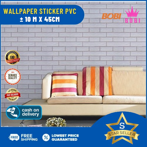 Jual Wallpaper Sticker Motif Bata Putih 5272 / Wallpaper Sticker Murah ...