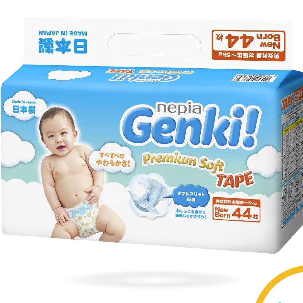 Jual POPOK DIAPERS JEPANG Nepia Genki Newborn NB 44 ( PEREKAT ) | Shopee Indonesia