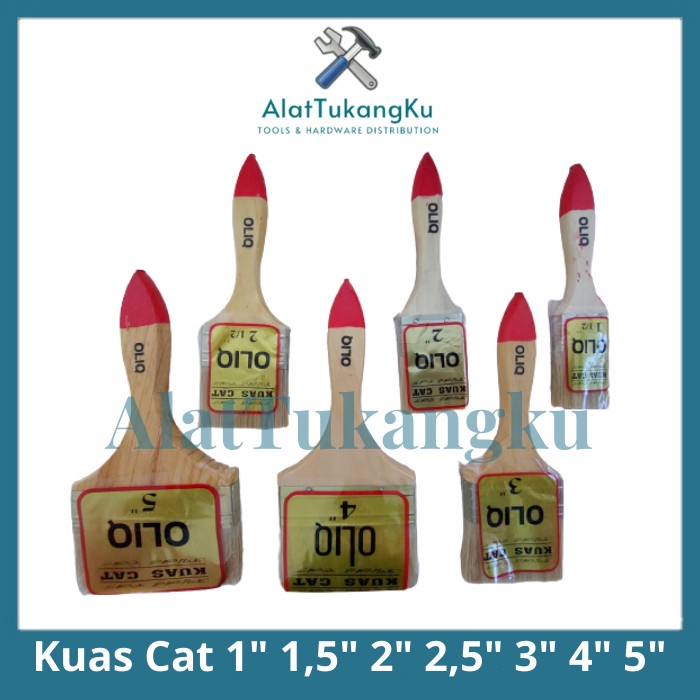 Jual Kuas Cat Gagang Kayu 1" 1,5" 2" 2,5" 3" 4" 5" inch / Kuas Tembok ...