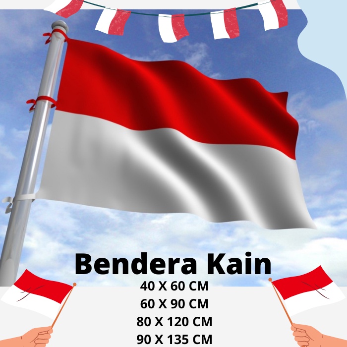 Jual BENDERA KAIN MERAH PUTIH RI Indonesia Ukuran Besar Kecil Sedang ...