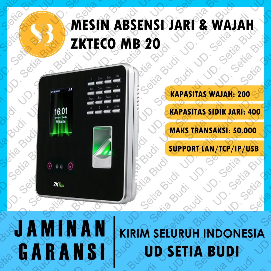 Jual ZKTeco MB20 Mesin Absensi Wajah Jari dan Pin / Akses door MB 20 | Shopee Indonesia