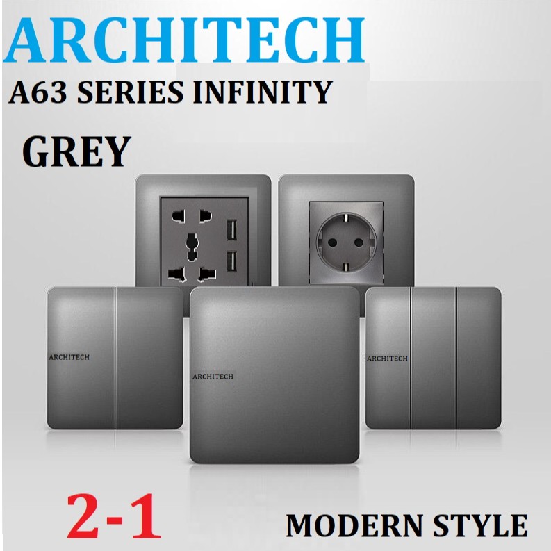 Jual [SJ] NEW SAKLAR INFINITY GREY A63 ARCHITECH /STOP KONTAK/ SAKELAR/ CETEKAN SAKLAR RUMAH ...