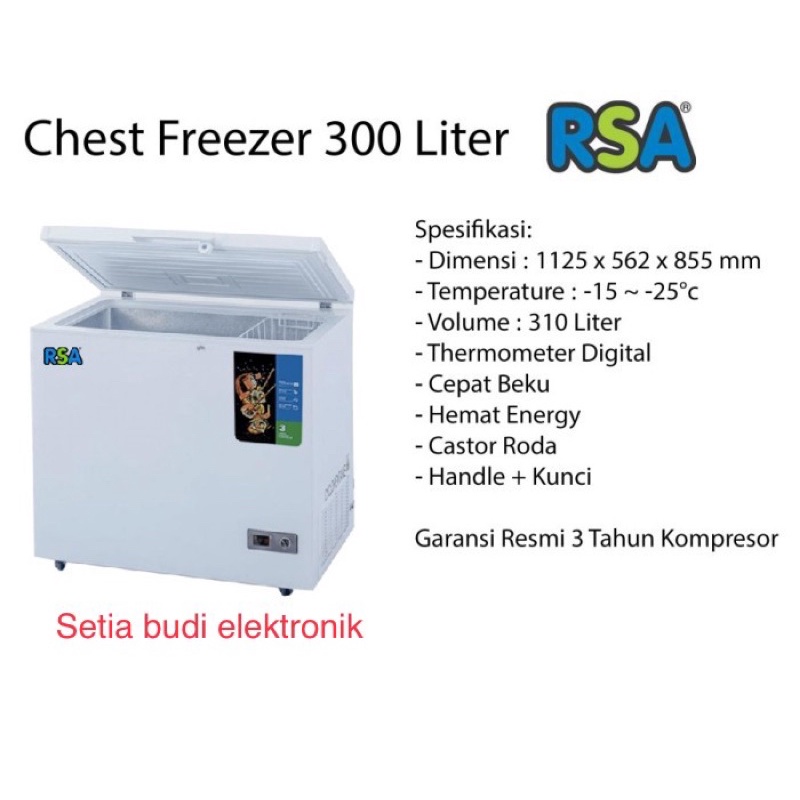 Jual Chest Freezer Box RSA 300 Liter CF310 CF 310 Garansi resmi ...