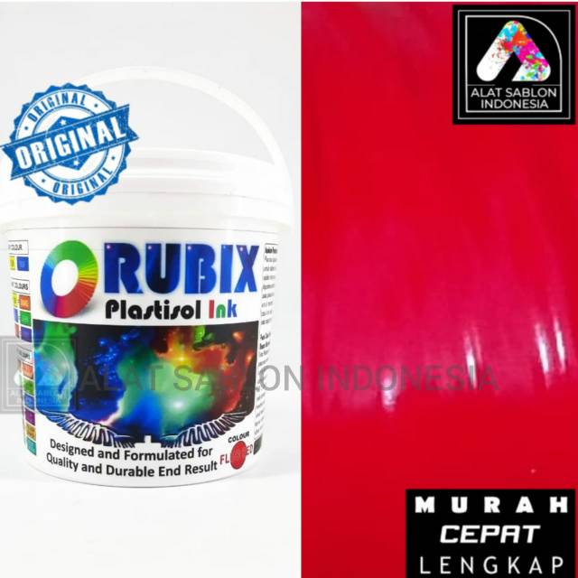 Jual TINTA SABLON PLASTISOL RUBIX MERAH STABILO FLO RED 1KG | Shopee ...