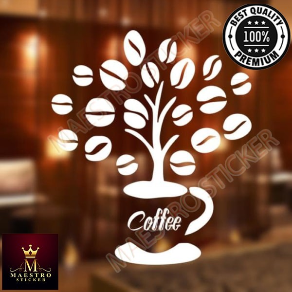 Jual Stiker Pohon Kopi Coffee Toko Cafe Kaca Dinding Jendela Sticker ...
