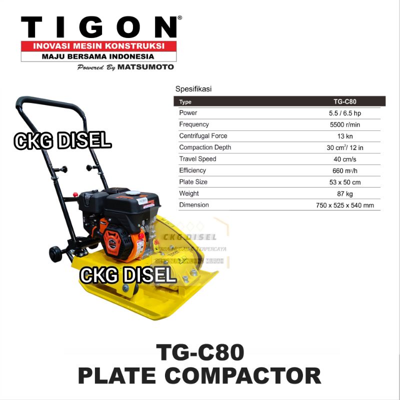 Jual Stemper Kodok TIGON / Plate Compactor TIGON TGC80 TG-C80 Siap ...