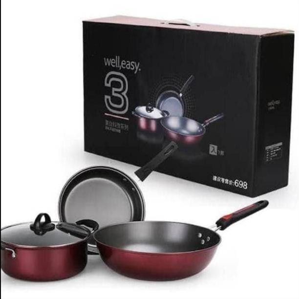 Jual Cookware Vippo Set 3 / Panci Teflon Vippo 3In1 Sarah78801 | Shopee Indonesia