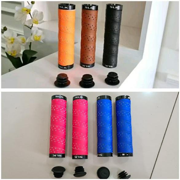 Jual Handgrip Sepeda Kulit SLK Sintetis Hand Grip Leather Double Lock ...