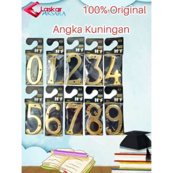Jual [ variasi ] Angka 0 - 9 & Garis Miring (/) | Angka Kuningan Untuk ...