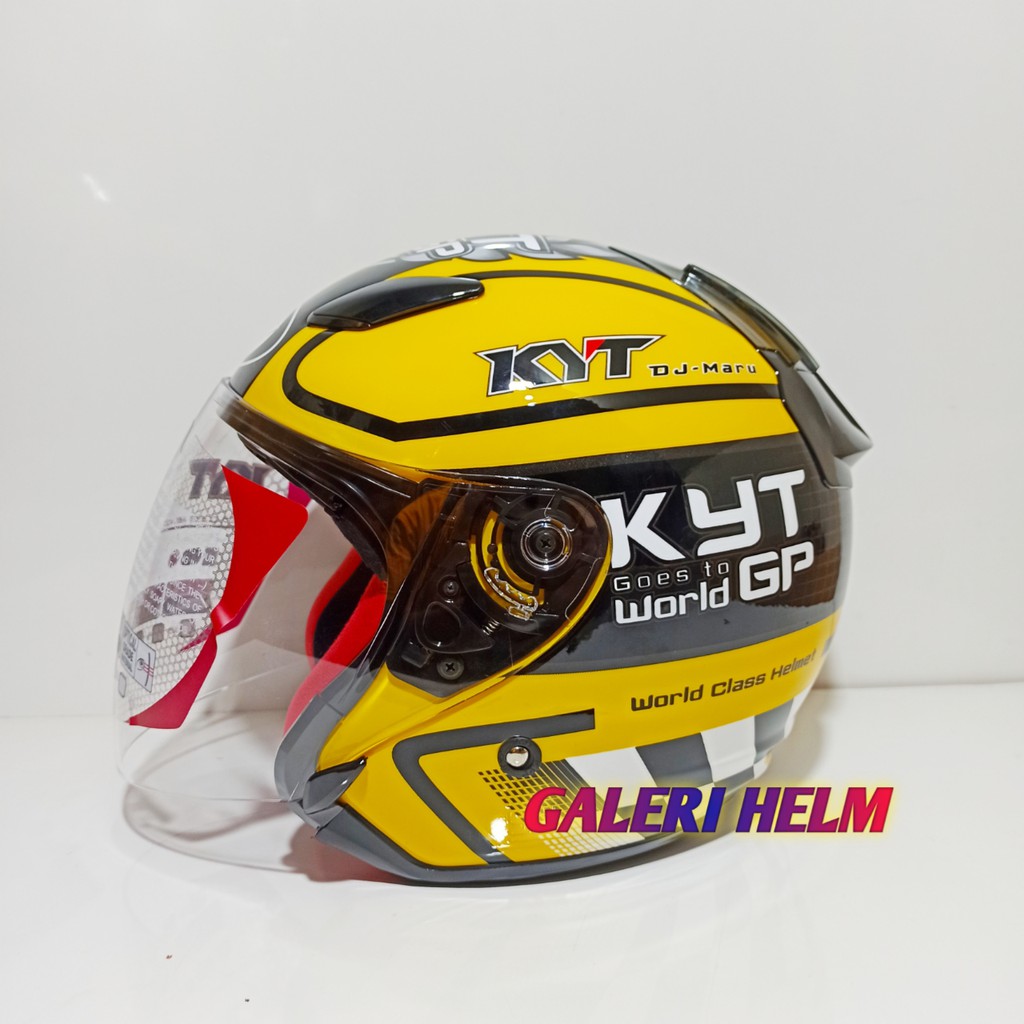Jual Helm KYT DJ MARU MOTIF WORD GP #11 YELLOW | Shopee Indonesia
