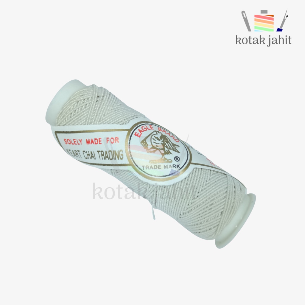 Jual benang karet hitam putih merk eagle per 1 gulung 16 meter elastik ...