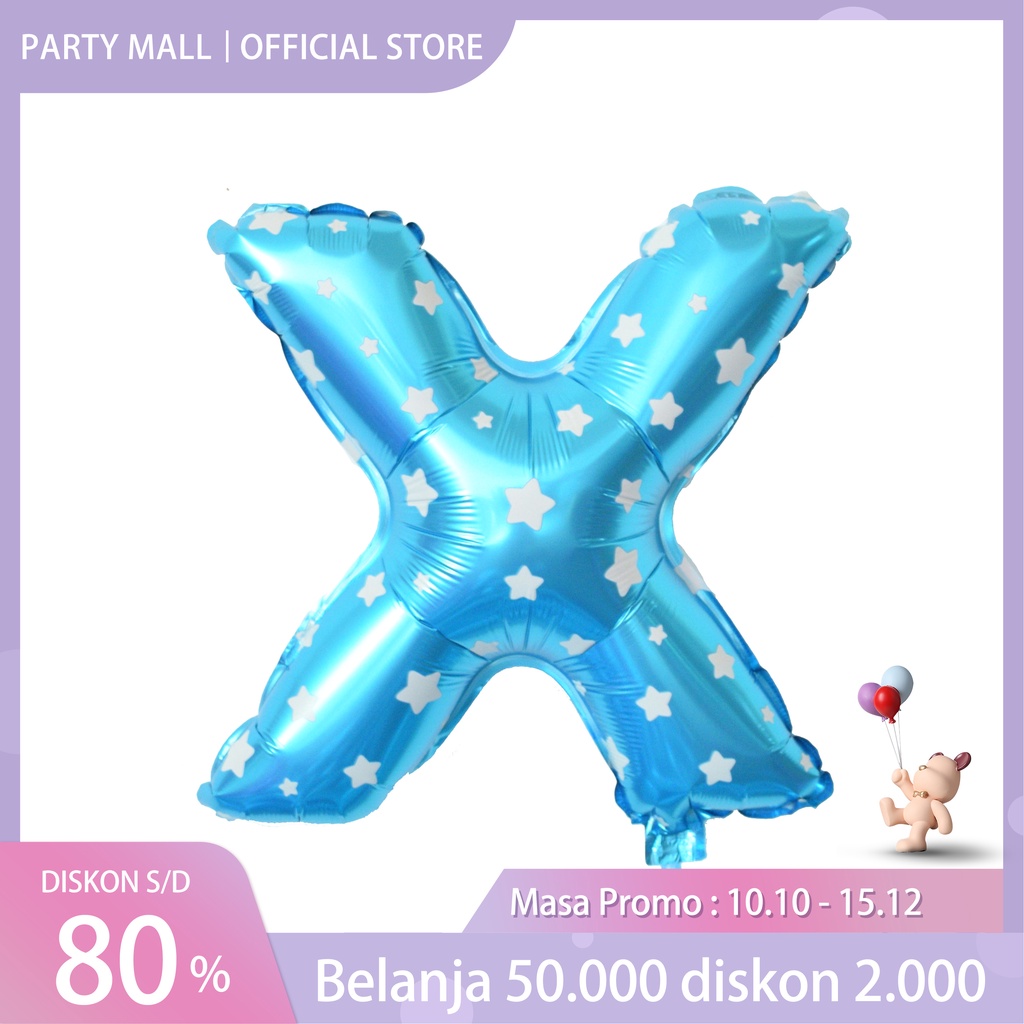 Jual Balon Foil Huruf Biru 16 Inch 40cm Abjad Alphabet A-Z Balon Foil ...
