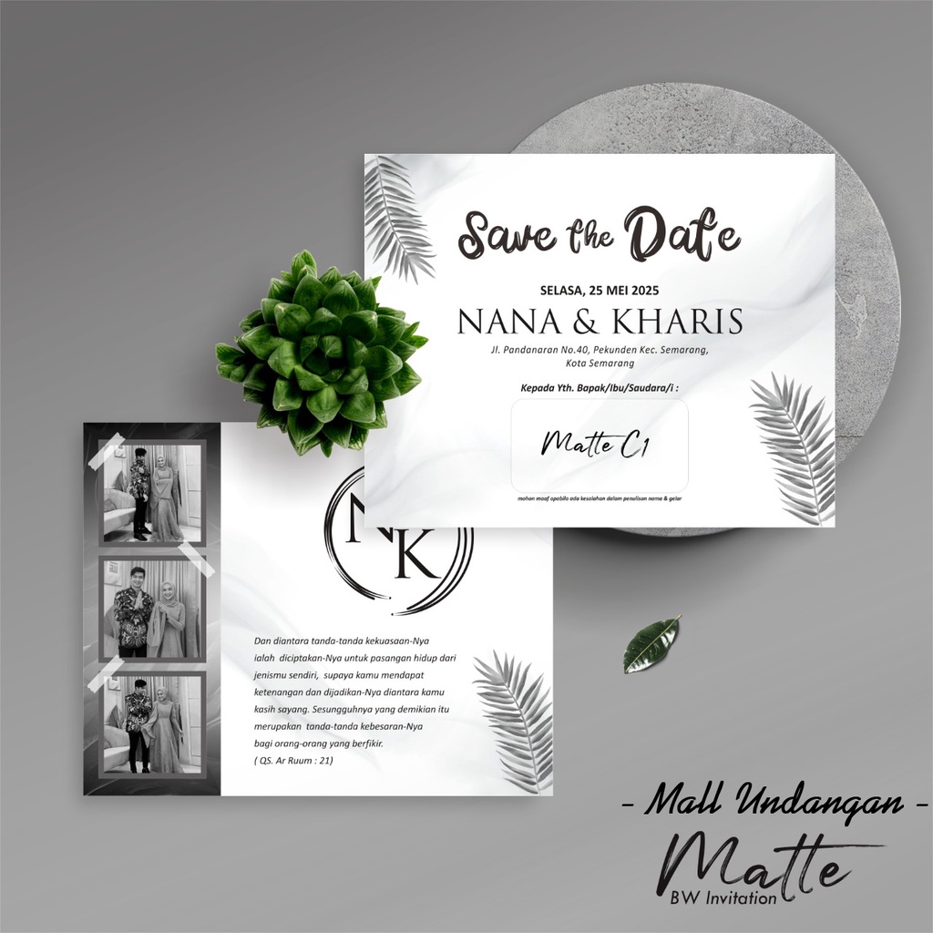 Jual UNDANGAN PERNIKAHAN CUSTOM FOTO BW - CETAK UNDANGAN DOFF MATTE BW ...