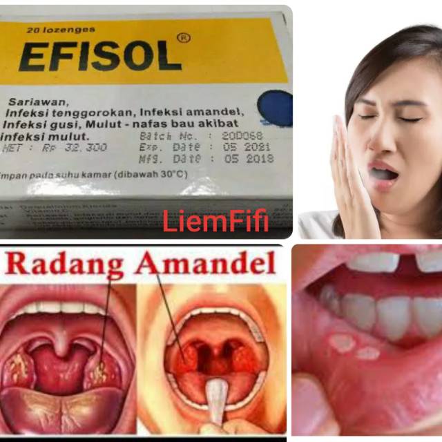Jual Efisol tablet hisap untuk Sariawan Radang Tenggorokan amandel ...
