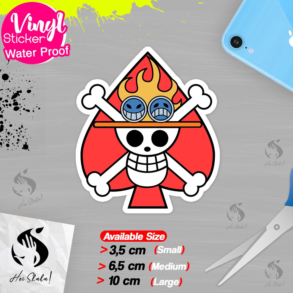 Jual Stiker One Piece Ace Pirate Flag Logo Sticker Anime Jepang Bahan ...