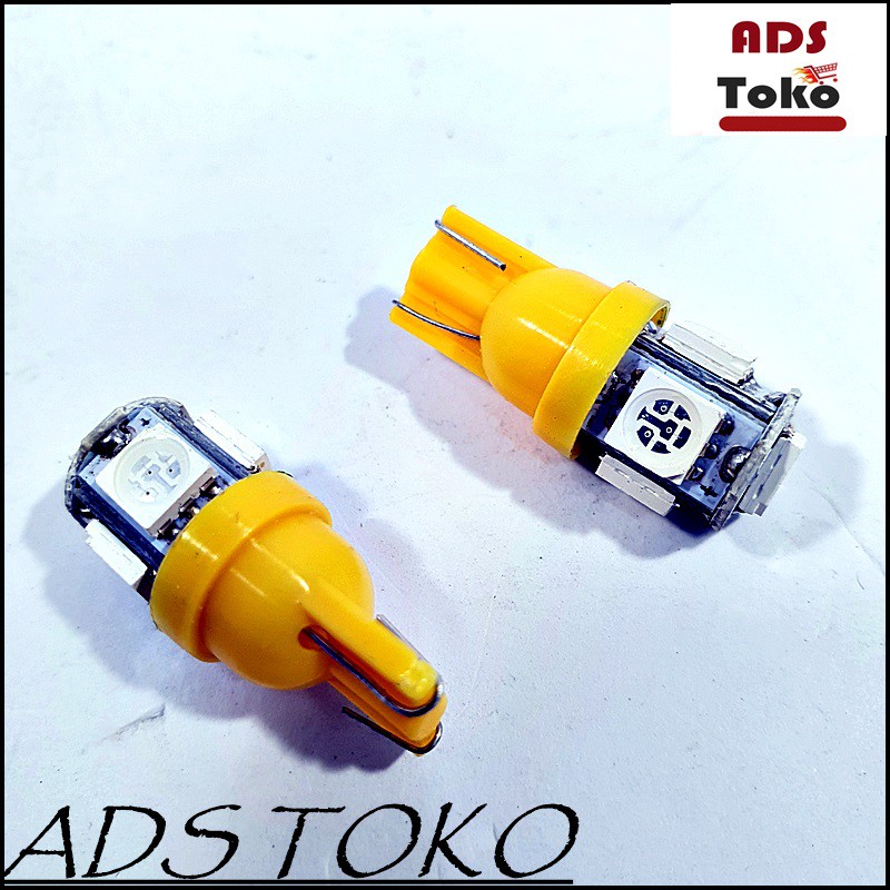 Jual Lampu Sen Motor Jagung Kuning Dan Hijau LED 5 Mata T10 Colok Beat ...