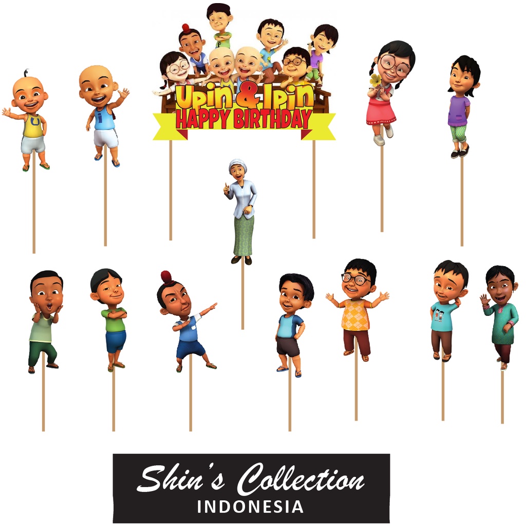 Jual Cake topper Upin Ipin and Friends in School set isi 13 pc | Shopee ...