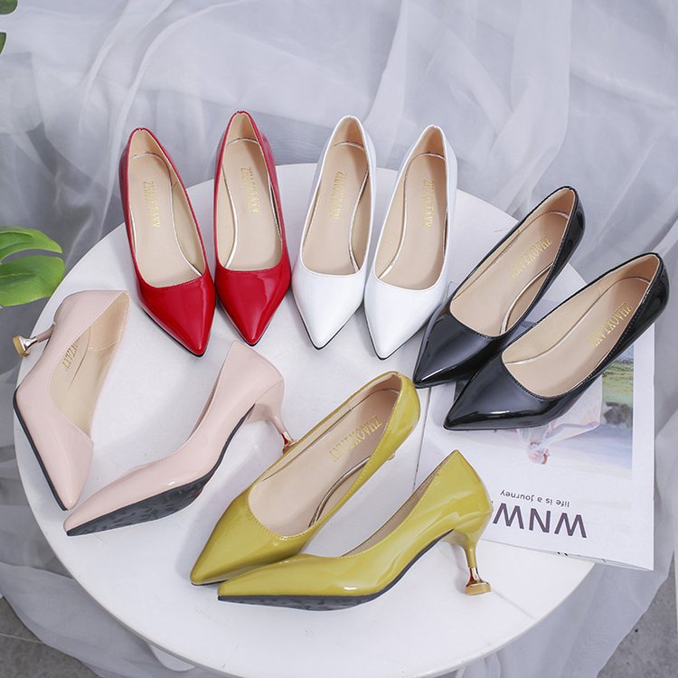 Jual SL462 SEPATU IMPORT - 6.5cm-HEELS POLOS SEPATULADY SEPATU KUNING ...