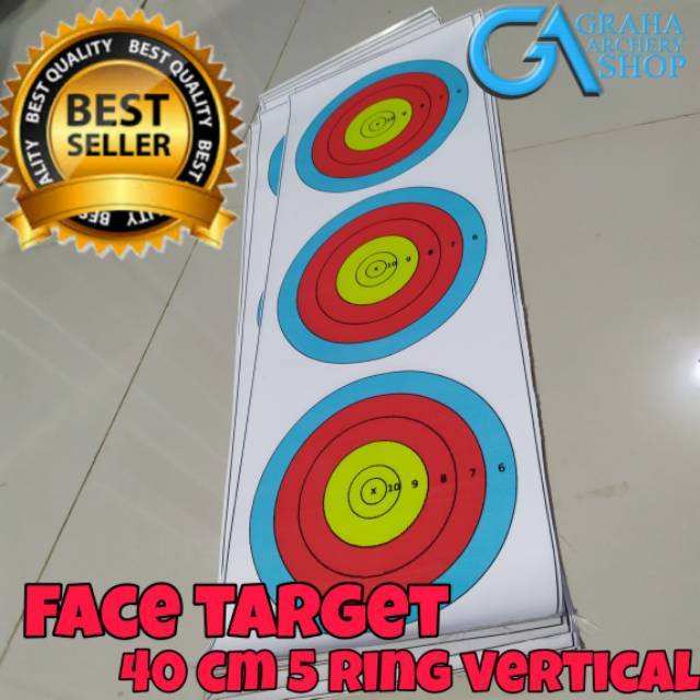 Jual Face Target Panahan (40CM 5RING, Vertikal, Banner) | Shopee Indonesia