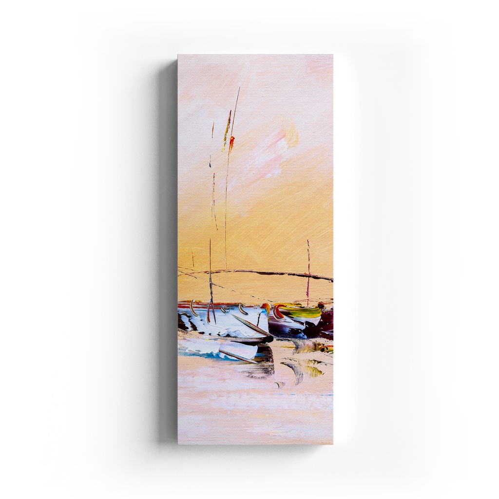 Jual Lukisan Panel Kapal Perahu di Laut Suasana Sunset di Pantai Bahan ...
