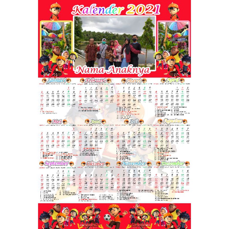 Jual Kalender 2021 Bisa Tambah Foto Nama dan Karakter Anak Ukuran A3 ...
