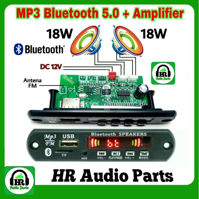 Jual Kit Modul Mp3 Bluetooth 5.0 Plus Amplifier 2x18Watt Decoder Board ...