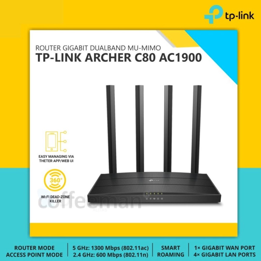 Jual Router TP-LINK ARCHER C80 AC1900 Gigabit DualBand MU-MIMO - TPLink ...
