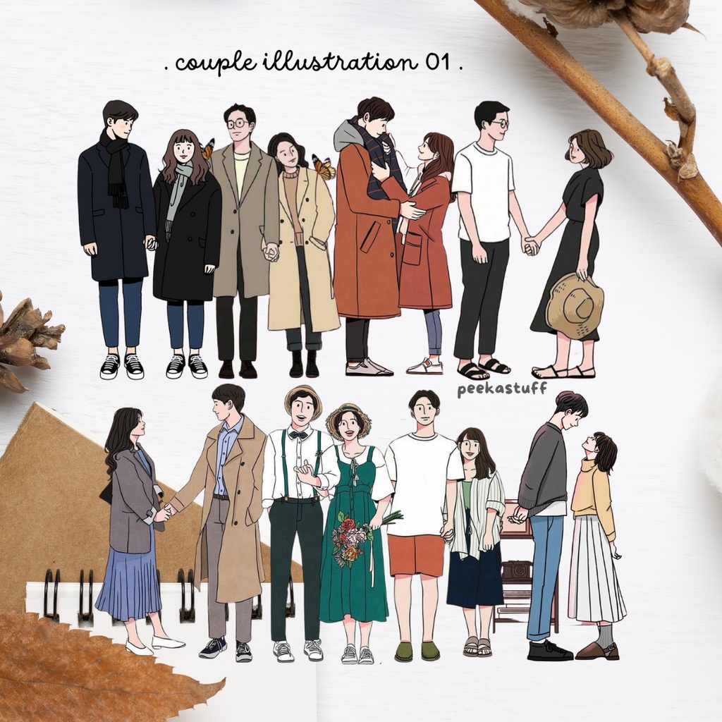 Jual [Peekastuff] (8 PCS) STICKER COUPLE * Sticker aesthetic dekorasi ...