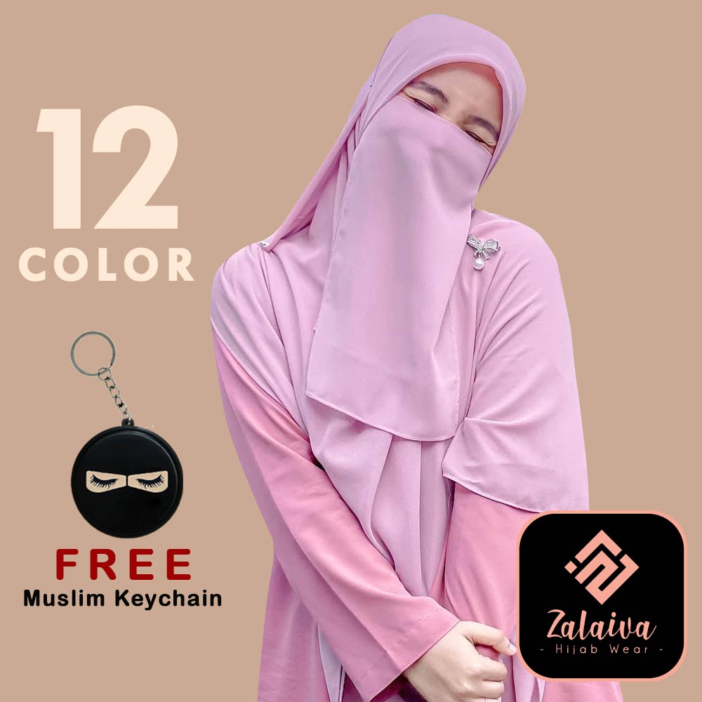Jual ZALAIVA Niqab Cadar Tali 2 Layer Tanpa Jahitan Bawah Mata / Niqop Ceruty Baby Doll 2 Layer ...