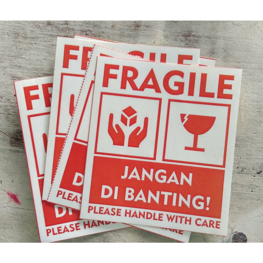 Jual { COD } Sticker Fragile stiker pecah belah isolasi fragile label ...