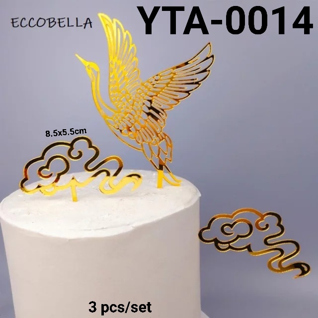 Jual YTA-0014 Cake topper akrilik kue burung merak wedding imlek ...