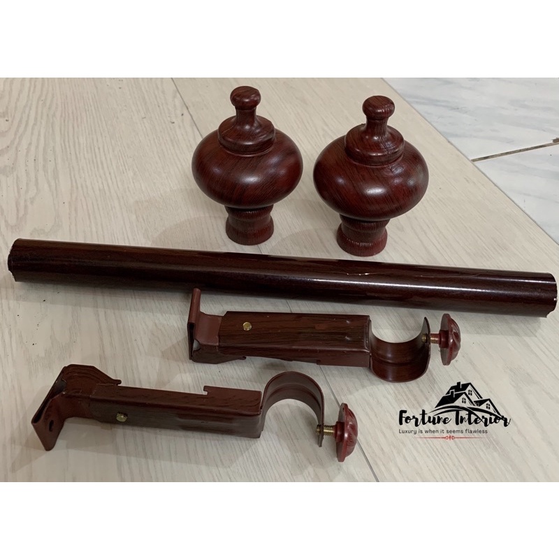 Jual Rel rolet pipa batang besi tiang bulat gorden warna coklat motif ...