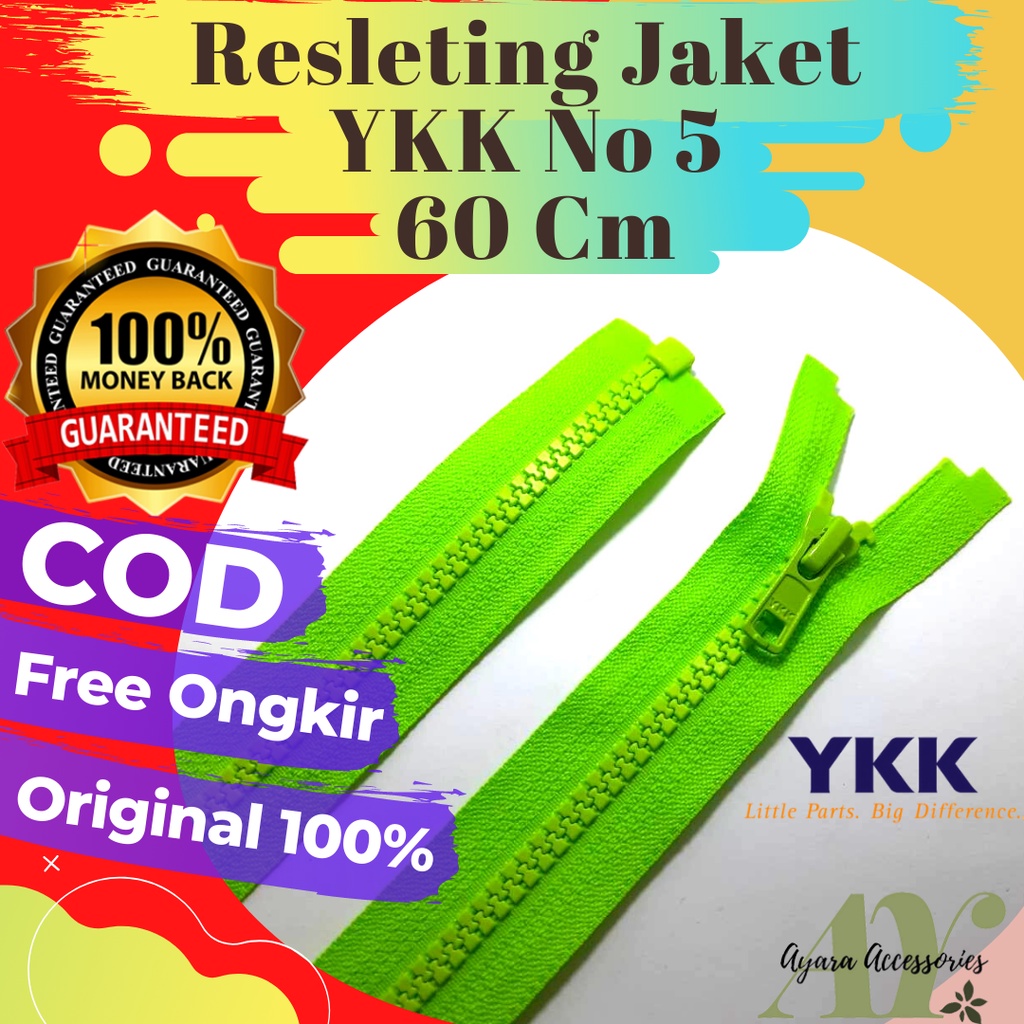 Jual RESLETING ZIPPER SLETING JAKET YKK GIGI PLASTIK VISLON PANJANG 60 CM HIJAU | Shopee Indonesia
