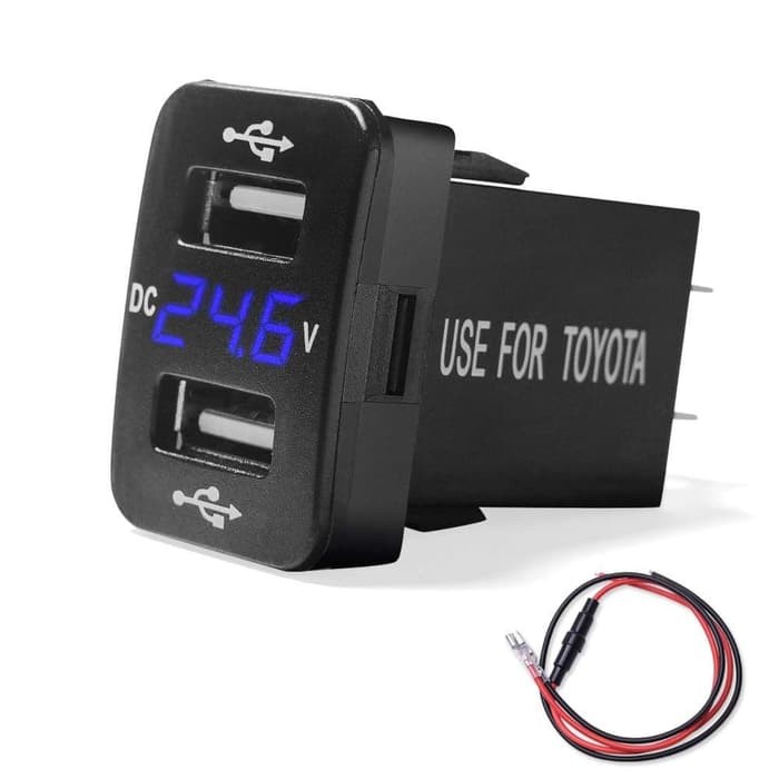 Jual USB Toyota 4.2A Dual Port USB Charger Voltmeter | Shopee Indonesia
