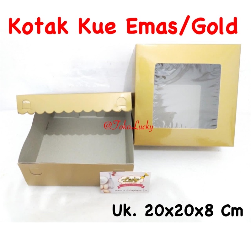 Jual Kotak Kue Emas/ Gold Ukuran 20x20x8Cm / Box Kue Gold Ukuran ...