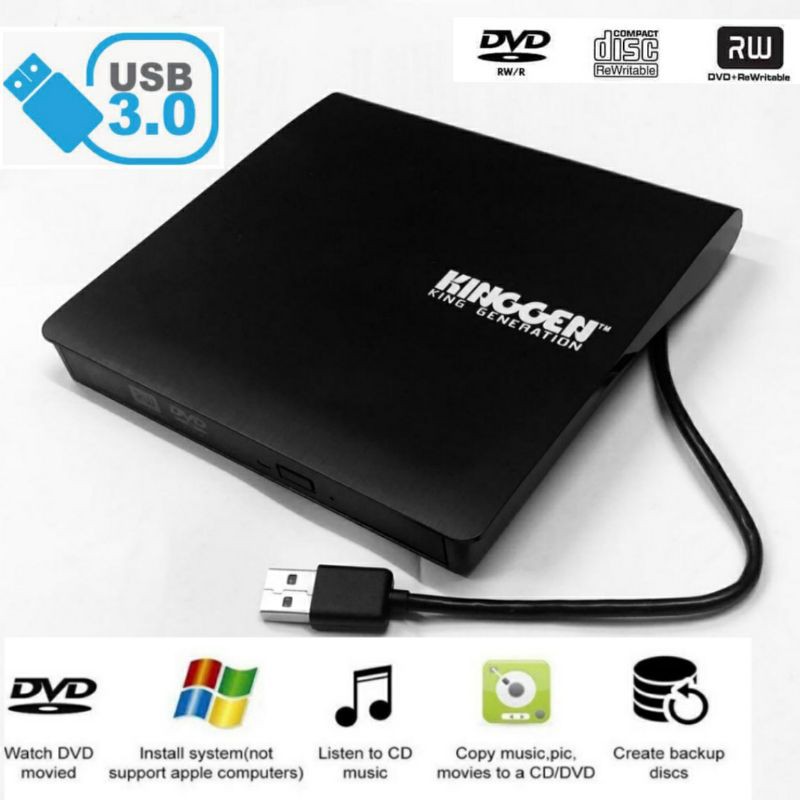 Jual DVDRW EXTERNAL USB3.0 FOR NOTEBOOK/PC KINGGEN | Shopee Indonesia