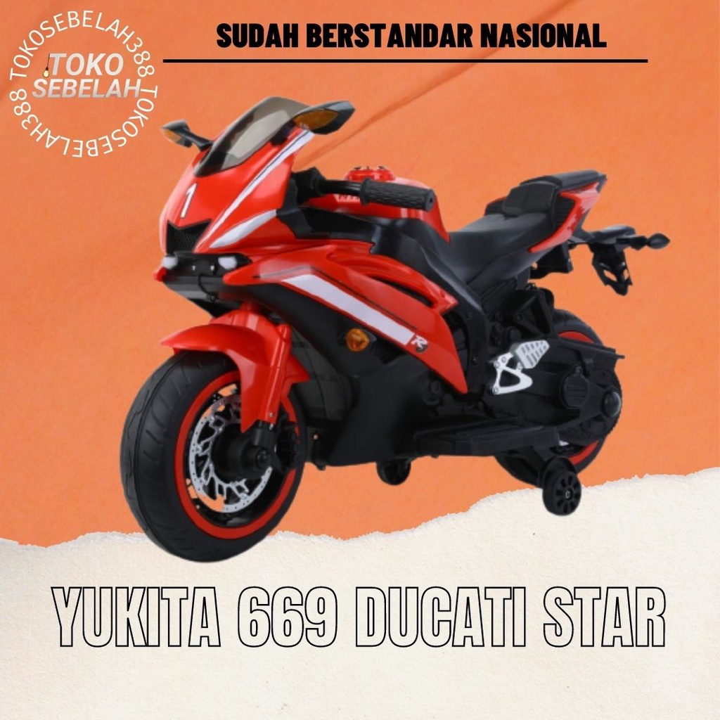Jual Mainan Motor Aki Yukita 669 Ducati Star - Merah | Shopee Indonesia