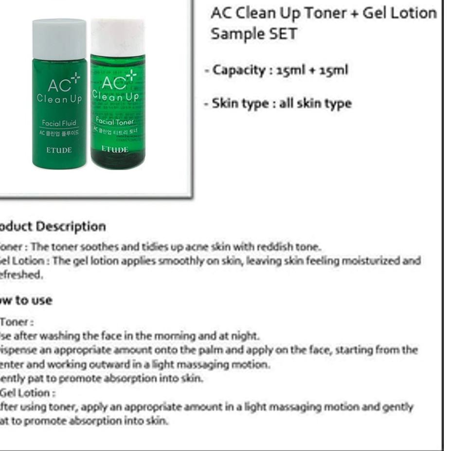 Jual SHOPEE MALL Etude Ac Clean Up Gel Lotion/ toner 15ml - sample ...