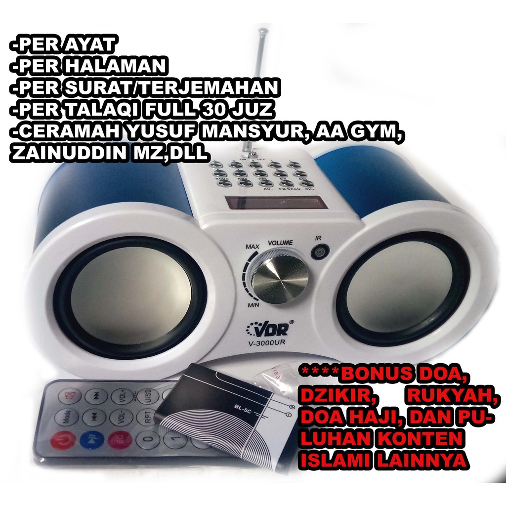 Jual Speaker audio fitur terlengkap Al Quran vdr 3000 Alat Bantu ...