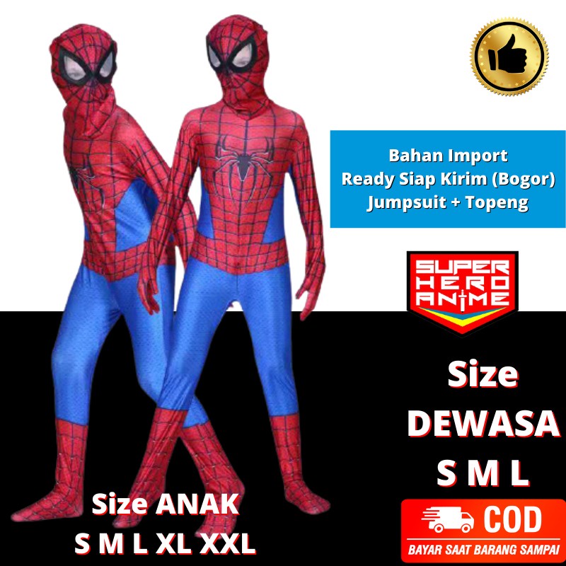 Jual Kostum Spiderman Dewasa Anak Import Baju Cosplay Superhero Spider Costume Ultah Karnaval ...