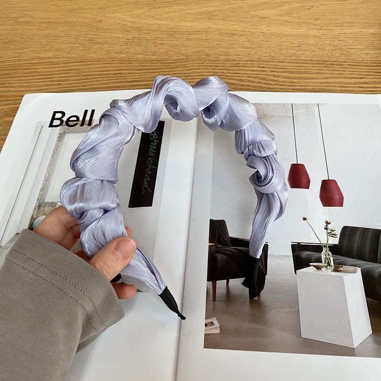 Jual SCRUNCHIE SATIN SILK SHELL TEXTURE PLEATED HEADBAND SOFT SOLID ONE ...