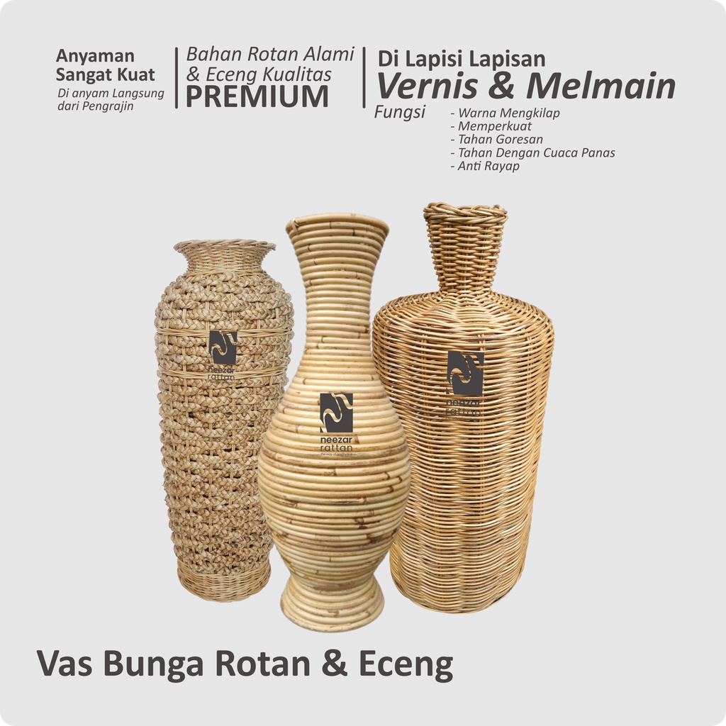 Jual PROMO Vas Pot Guci Tempat Bunga dari rotan TINGGI 70 cm | Shopee ...