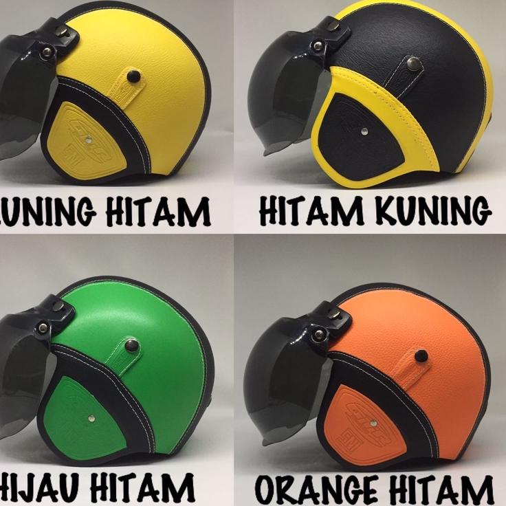 Jual Kekinian HELM STANDARD RETRO DEWASA FULL KULIT SNI PLUS KACA ...